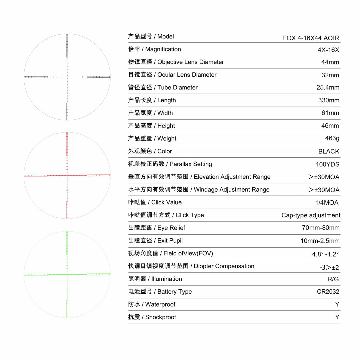 T-Eagle EOX 4-16x44 AO IR Scope In Pakistan - Shooter's Den